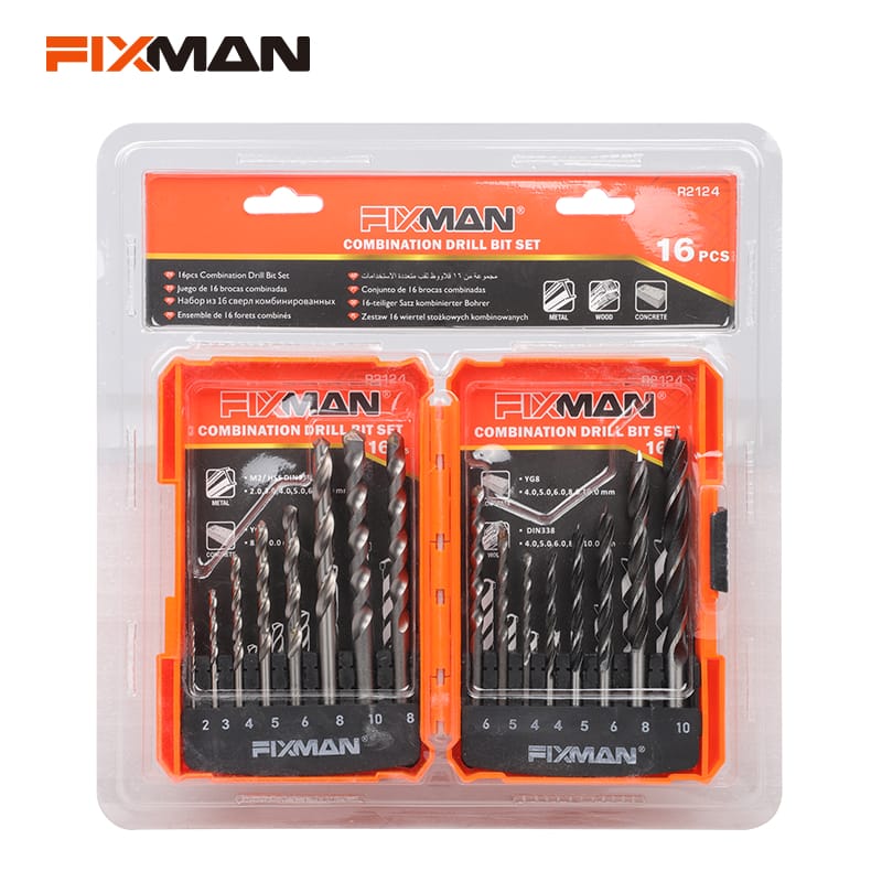 FIXMAN 16pcs Combination Drill Bit Set R2124 - FIXMAN